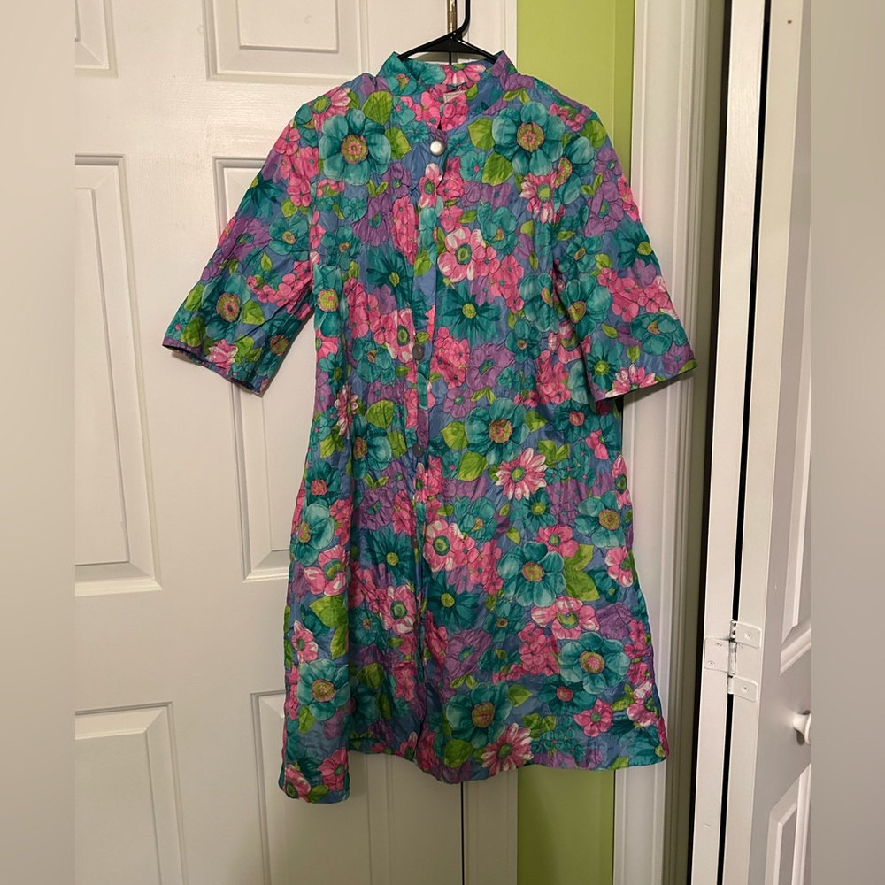 Vintage 60s Barbara Lee Vibrant Floral House Coat Siz… - Gem